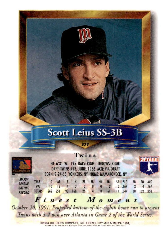 1994 Finest Scott Leius 377 | eBay