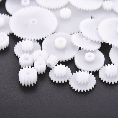 58Pcs/Set Plastic Gear Wheel Assorted Kit For Toy Car Motor Shaft Model ...