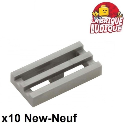 Lego 10x Tile Modified plaque 1x2 Grille radiator argent/flat silver ...