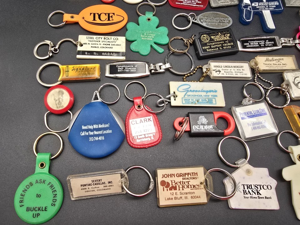Lot of 88 Advertisement Keychains Branded Logos Unique Collectible | eBay