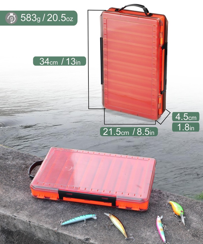 Fishing Lure Box Double Sided Tackle Box 18 Compartment Lure Box 3700 ...