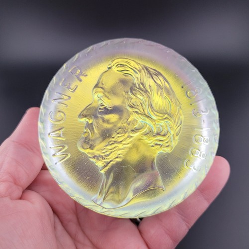 ROBIN LEHMAN Robert Wagner Coin Art Glass Paperweight Signed 3" | eBay