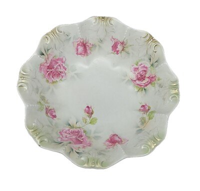 Antique RS Prussia Pink Roses Porcelain Bowl 9 1/2" | eBay
