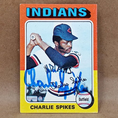 1975 Topps Mini #135 Charlie Spikes SIGNED Cleveland Indians ...