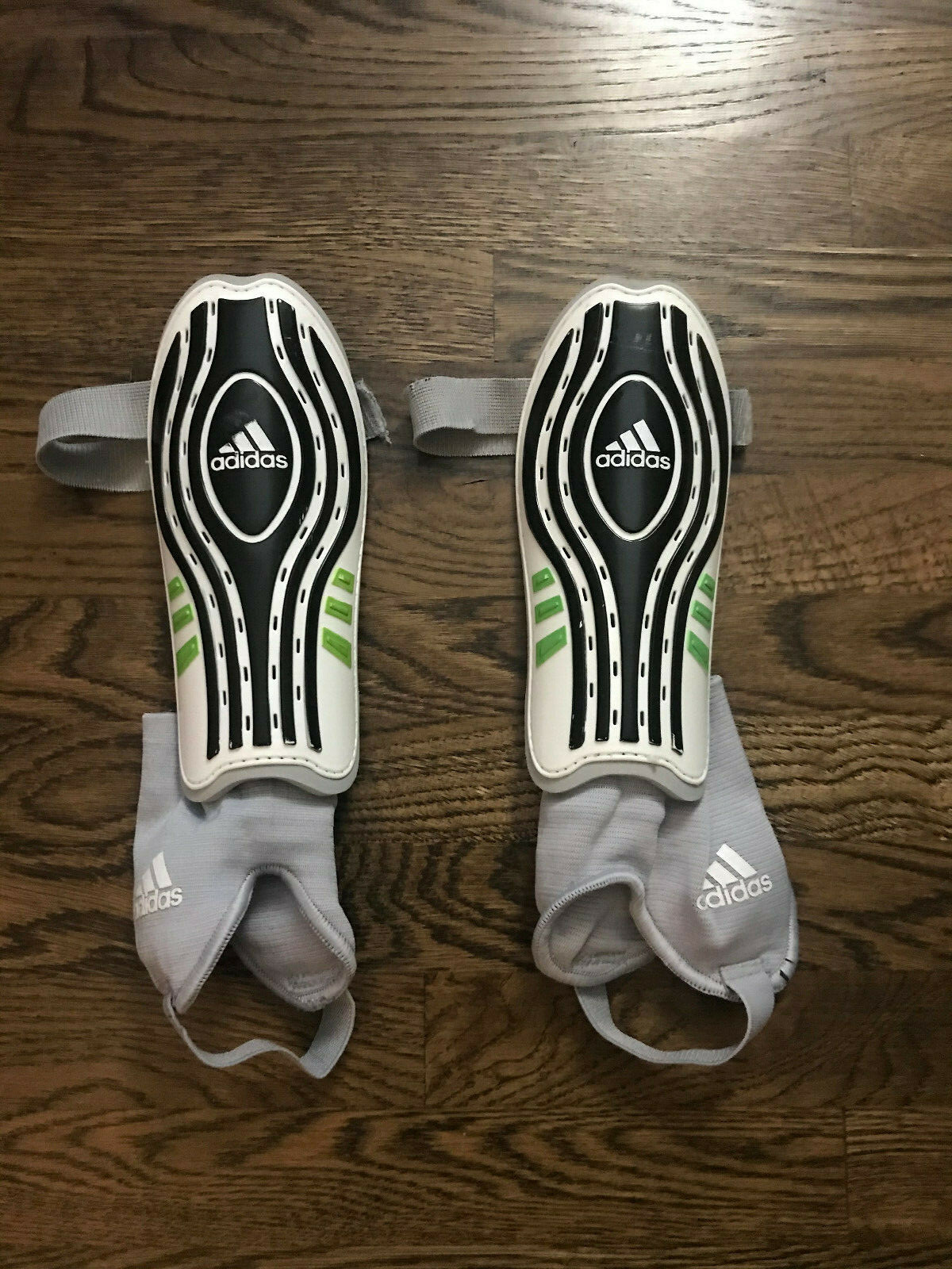 ADIDAS L Large EN 13061 soccer shin guards BLACK GRAY GREEN | eBay