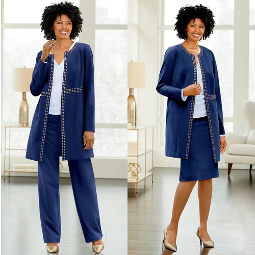 Size 16W PLUS Ashro Wine Gold 3 Piece Khloelle Wardrober Skirt and Pant ...