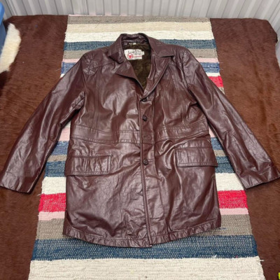 Vintage Sears Leaher Shop Brown Coat Kramer Style Smoking Jacket Mens ...