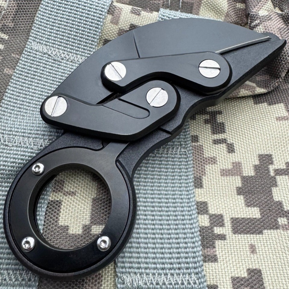 6.25" Black Tactical Claw Quick Folding Karambit Pocket Knife Morphing ...