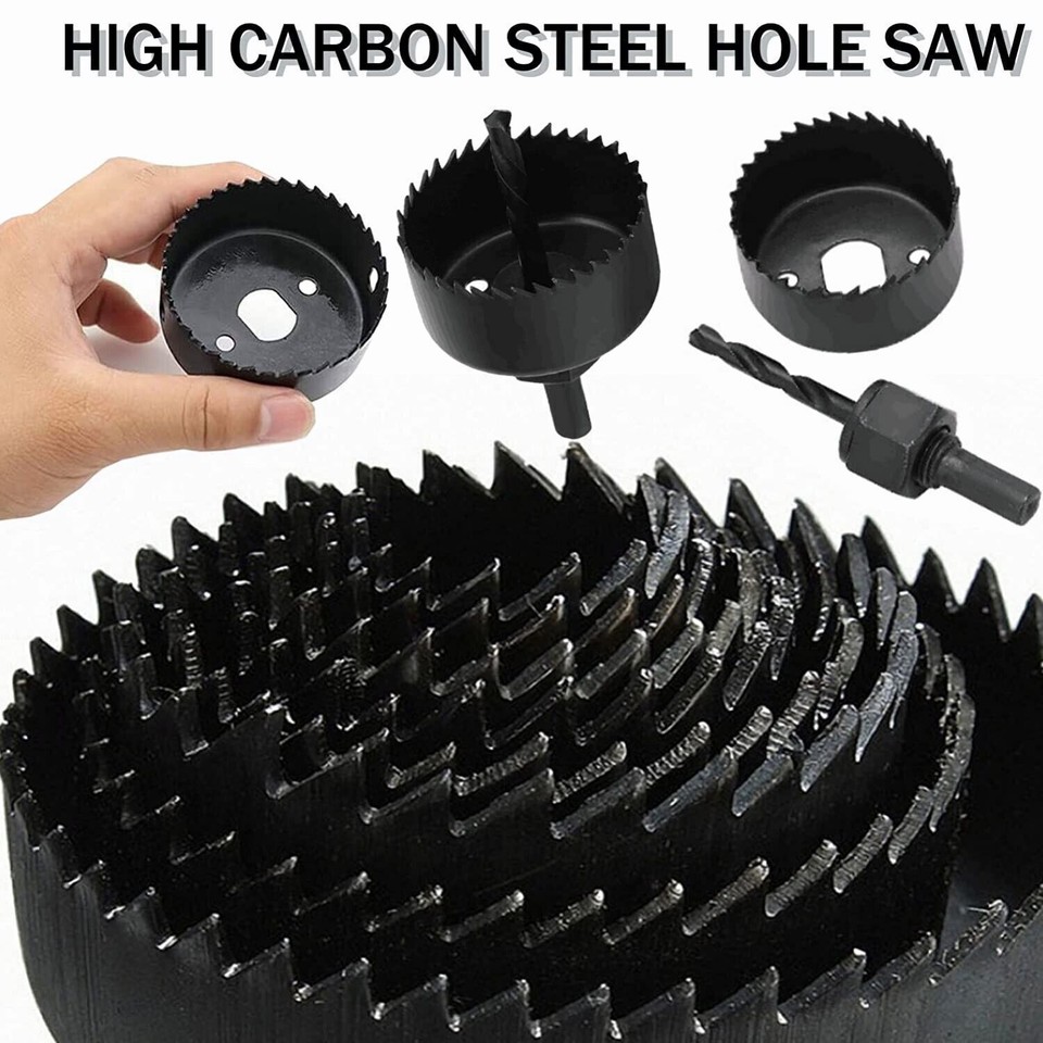 16pc Hole Saw Drill Bit Kit Wood Plastic Sheet Metal 3/4"-5" Cutting ...