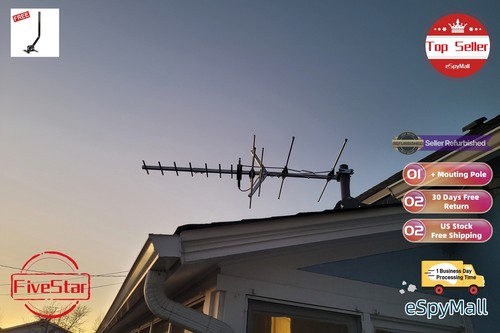 Yagi Outdoor HDTV Antenna 300 Mile for UHF VHF FM with Ultra HD Quality ...