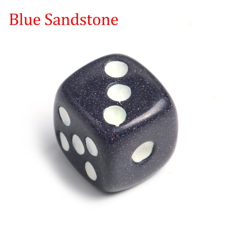 15mm 6 Sided D6 Crystal Stones Quartz Gemstone Dots Dice Carving Game ...