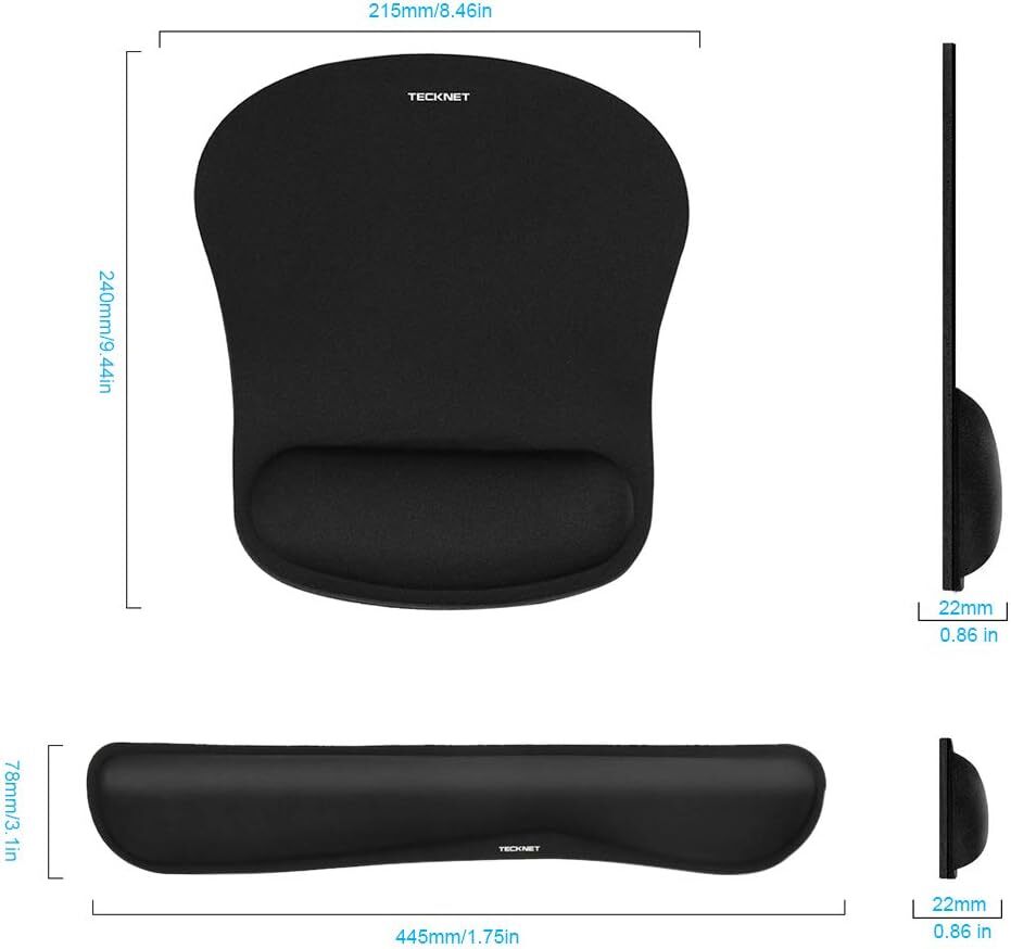 TECKNET Wrist Rest Mat, Keyboard and Mouse Wrist Support Pad Set ...