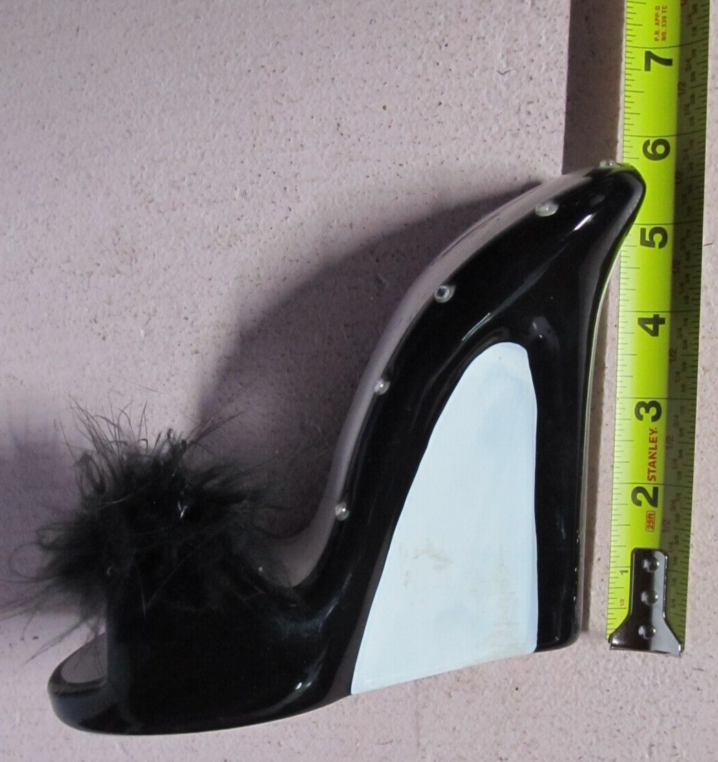 Stylish Stiletto High Heel Shoe Ceramic Piggy Bank Black/Silver/White ...