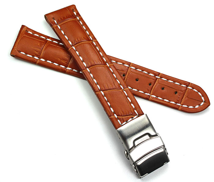 Genuine Leather Watch Strap & Stainless Steel Deployment Clasp 18 20 22 ...
