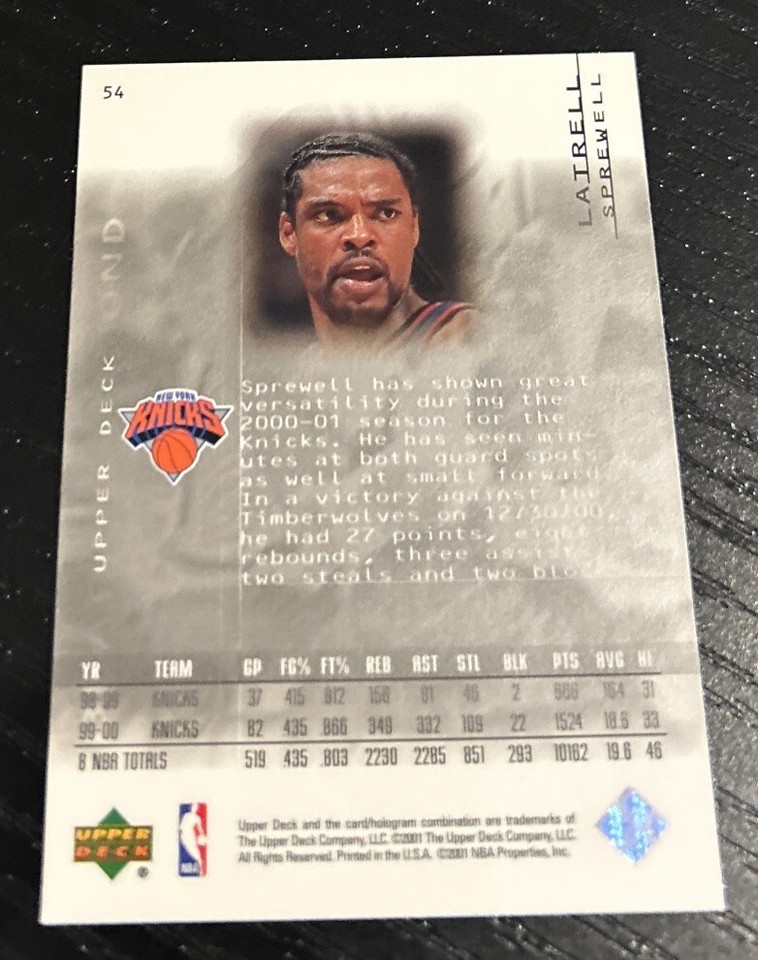 2000-01 Upper Deck Black Diamond Latrell Sprewell #54 | eBay