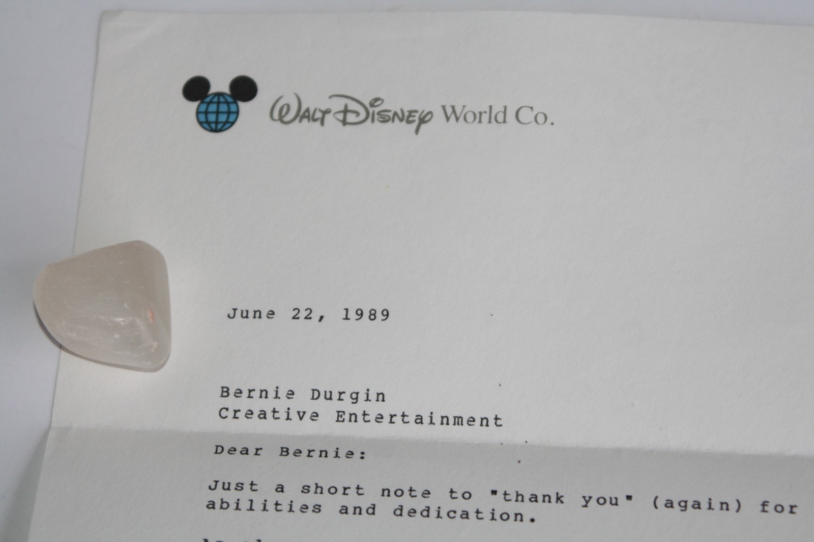 RARE DISNEY WORLD 1989 SIGNED LETTER DOUG MAY VP STEVE HETHERINGTON ...