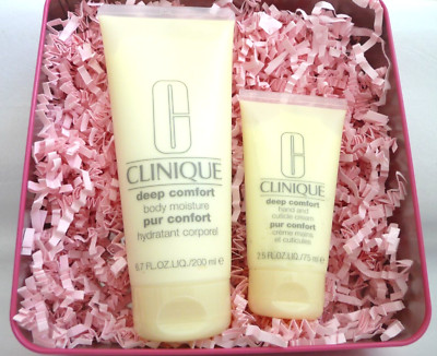 CLINIQUE Deep Comfort Body Gift Set FULL SZES Body Moisturizer Lotion ...
