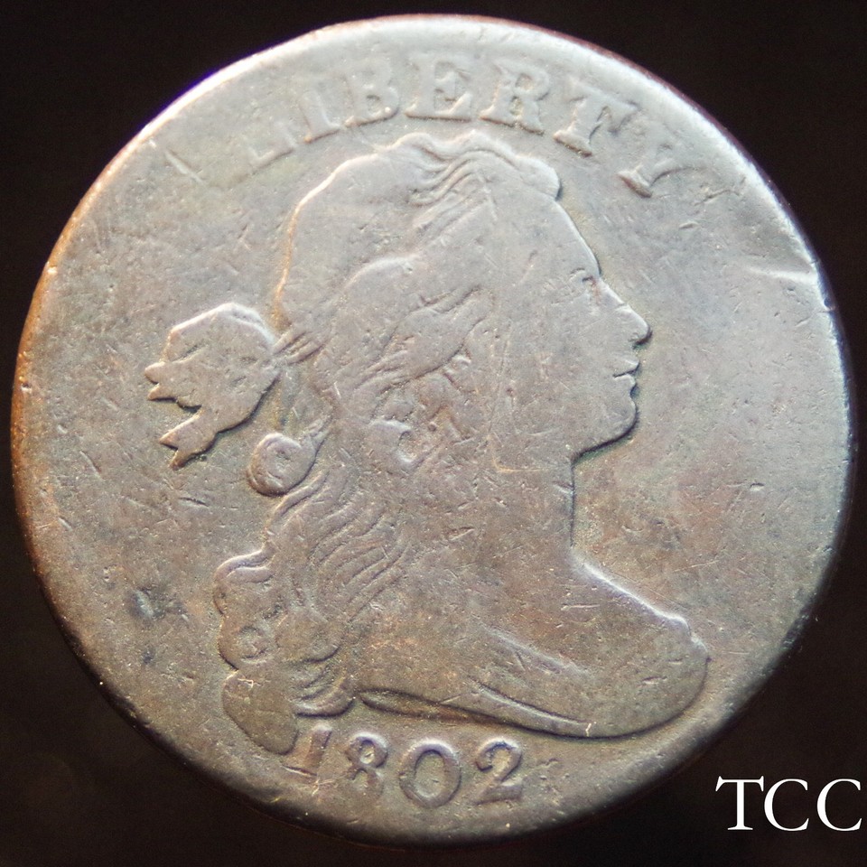 1802 DRAPED BUST LARGE CENT ~ STUNNING EARLY 1c COIN ~ FREE SHIPPING ...