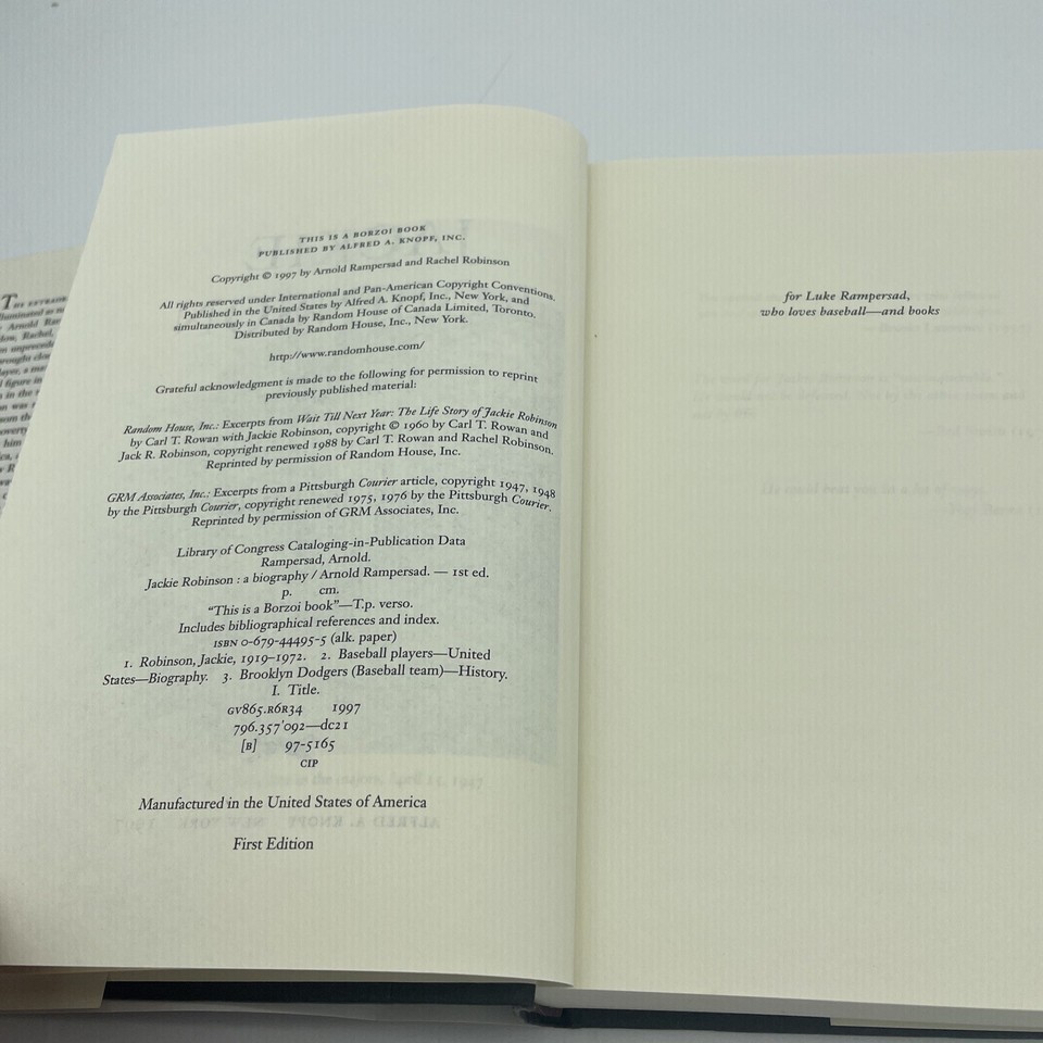 Jackie Robinson : A Biography by Arnold Rampersad (1997, Hardcover) 1st ...