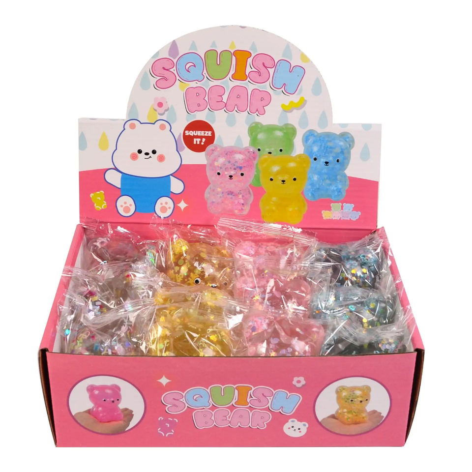 1 Dozen Glitter Teddy Bear Squishy Fidget Toy Stress Relief Relax ...