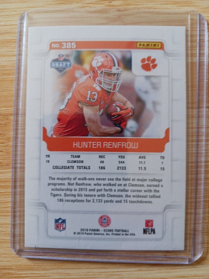 2019 Score Hunter Renfrow Rookie Card #385 Las Vegas Raiders 1.00 ...