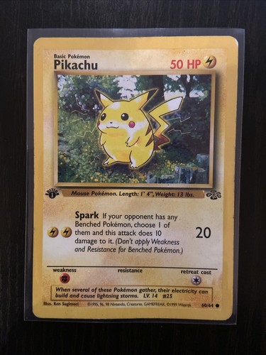 Pokémon Card Game Pikachu 60/64 1st Edition Jungle Common Electric Type ...