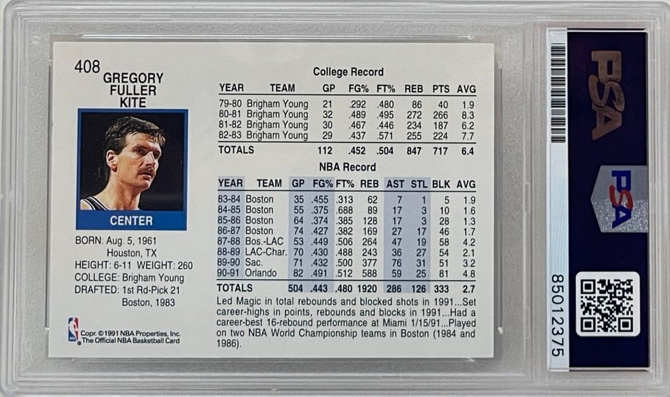 Greg Kite Signed 1991 NBA Hoops Orlando Magic NBA Basketball Card #408 ...