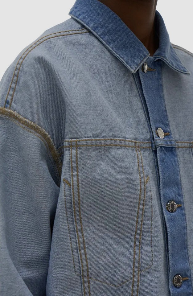 $450 Helmut Lang Women's Blue Reversed Oversize Denim Trucker Jacket ...