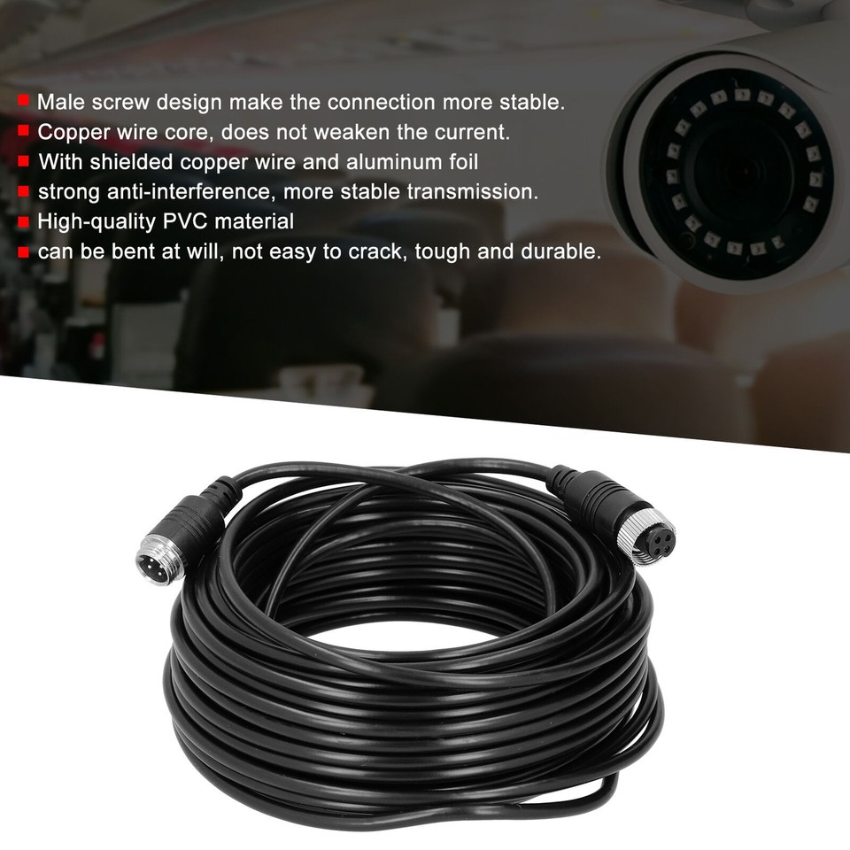 4-Pin Car Camera Cable Portable Anti Interference PVC Video Extension ...