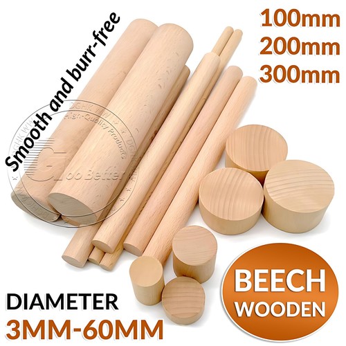 Beech Wood Dowels Smooth Rod Pegs Craft Sticks DIY Wooden Dowel ...