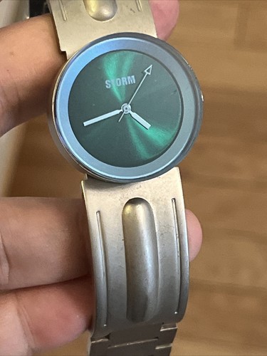 Vintage STORM Nuclear Lazer Stainless Steel Green Blue Dial Japan Watch ...