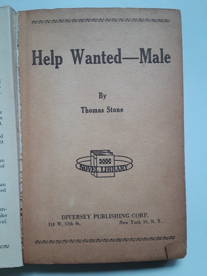Vintage 1950 Help Wanted Male Pulp Fiction book by Thomas Stone | eBay