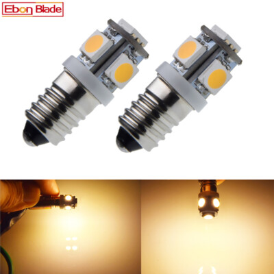 2Pcs Warm White E10 Screw led bulb 1447 24V dc Instrument Flashlight ...