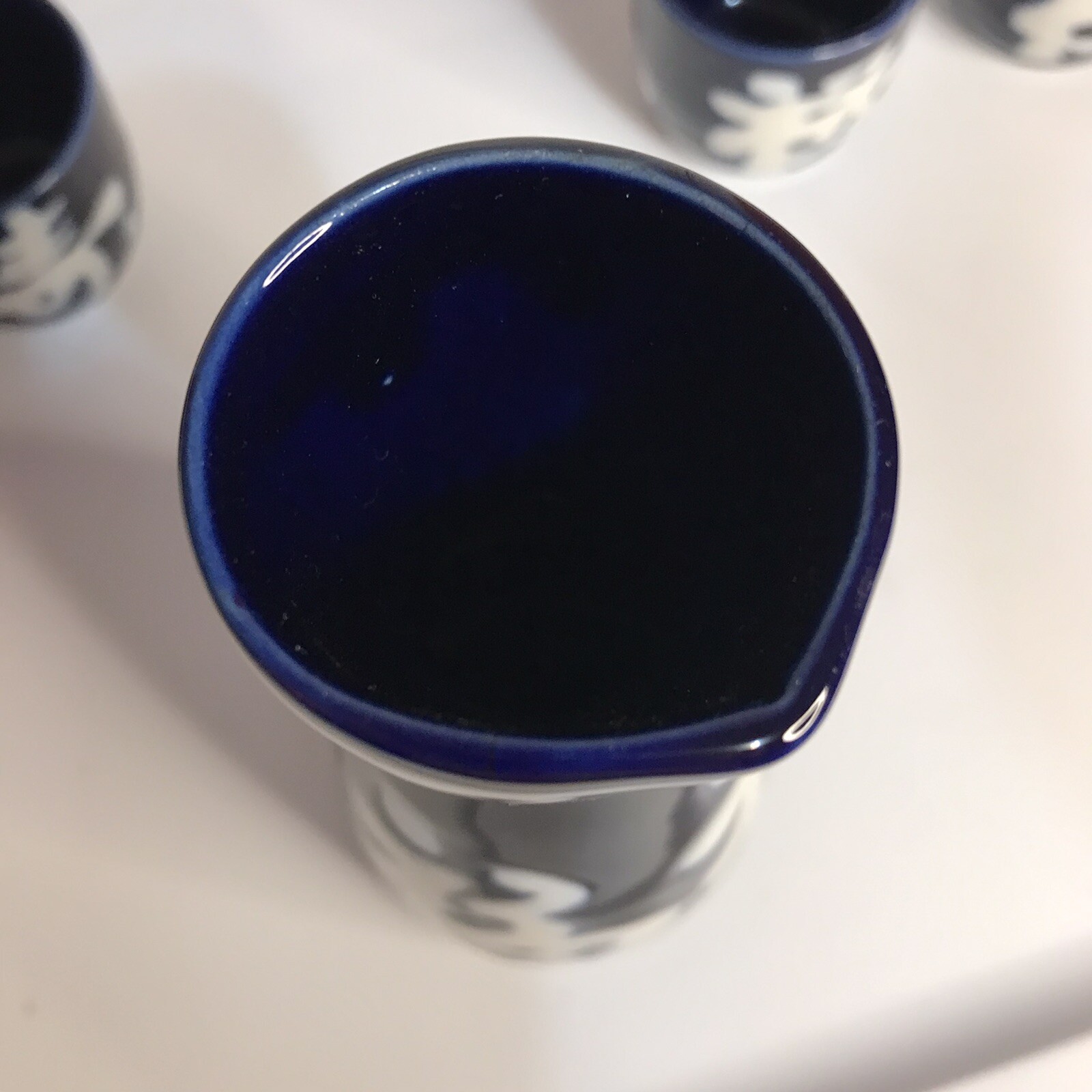 Cobalt Blue Japanese Saki 5 piece Set Blue with White Lettering | eBay