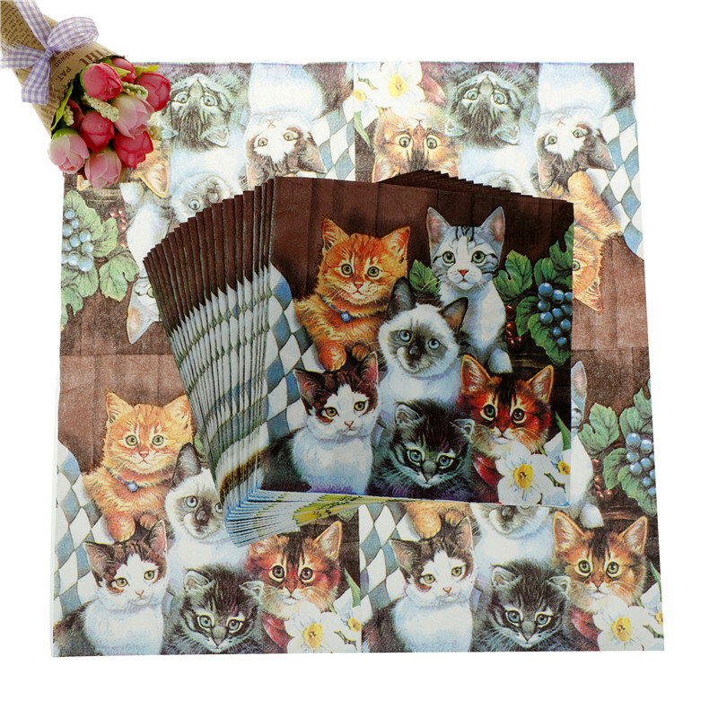 Cats Paper Napkin Festive Party Tissue Napkin Wedding Party Baby Shower ...