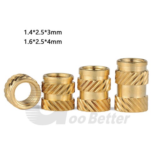 M1.4 M1.6 Double Twill Knurled Injection Thread Nut Through Hole Copper ...
