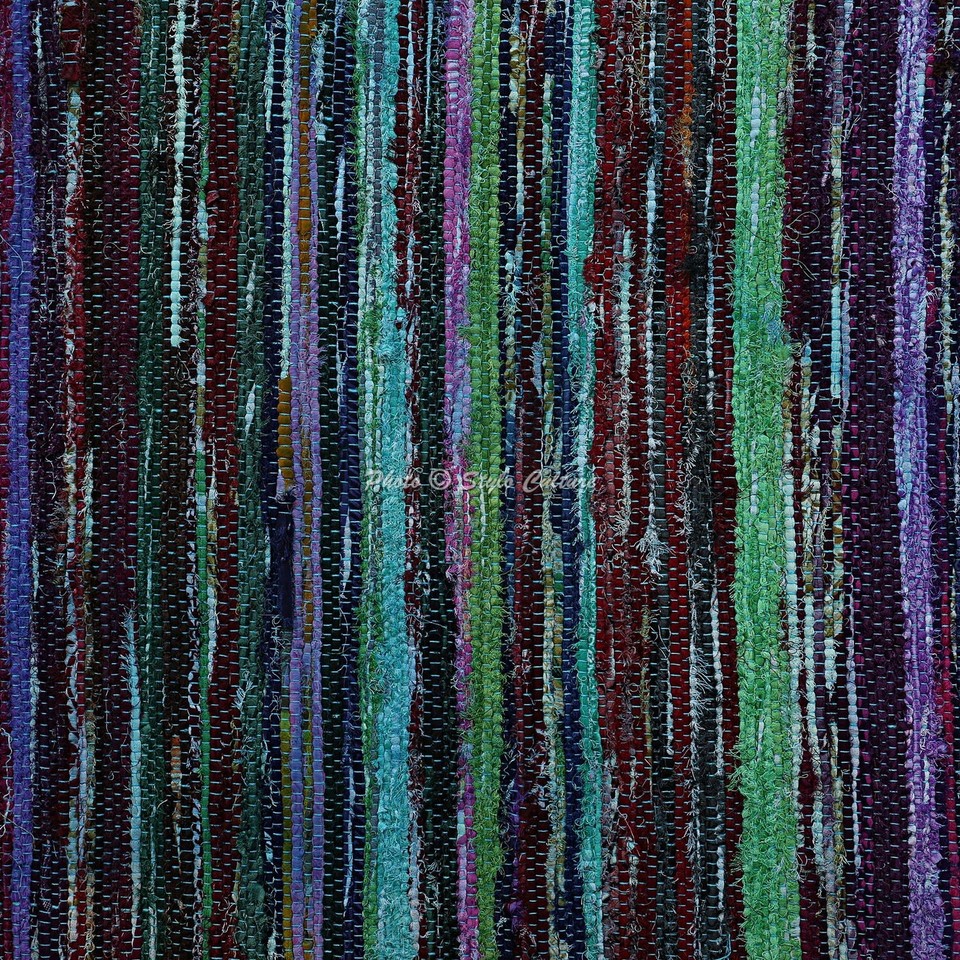 Handmade Braided Rectangle Woven Indian Rag Rug Chindi Throw Living ...