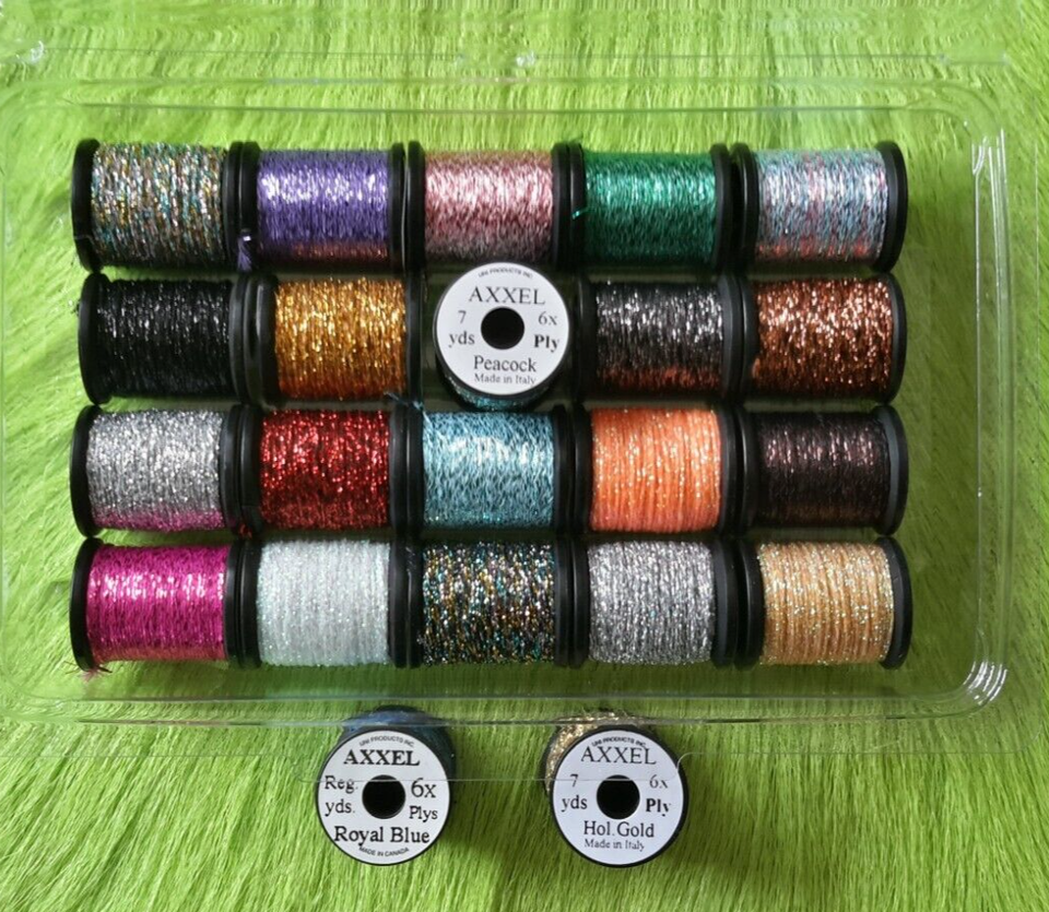 Fly Tying Material.. Uni- Axxel Flash.. (22) Spool Combo) 6 Strand ...
