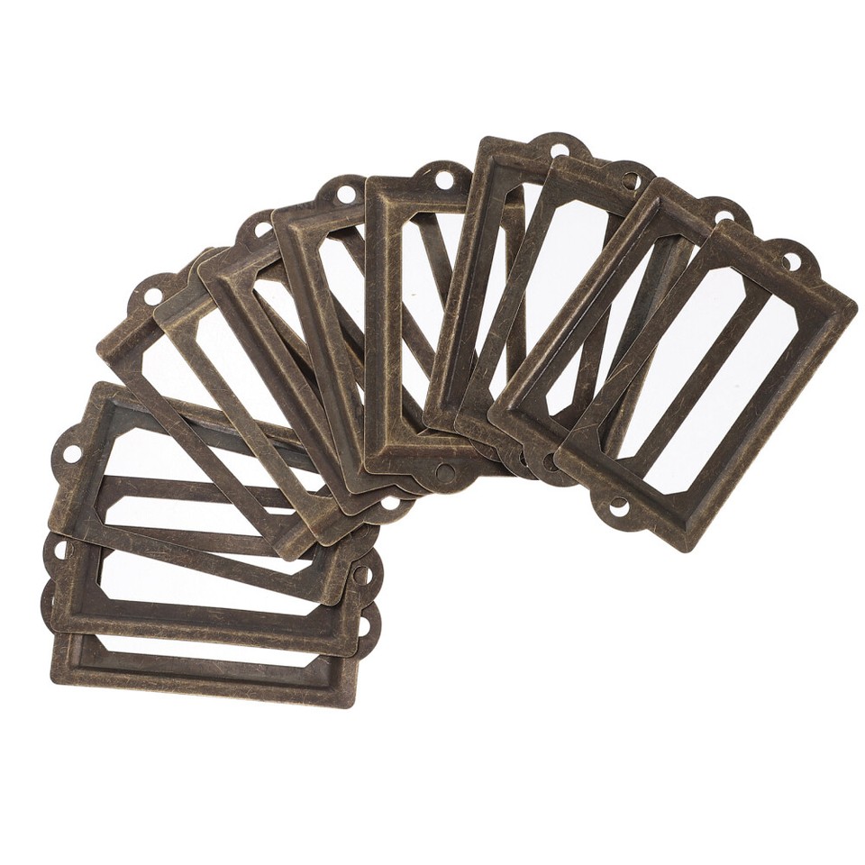 12PCS Retro Metal Label Holder Cupboard Handles Vintage Metal Label ...