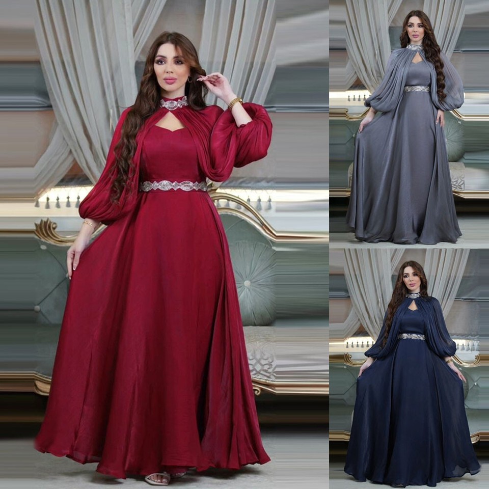Women Muslim Cape Long Maxi Dress Kaftan Turkey Kaftan Moroccan Abaya ...