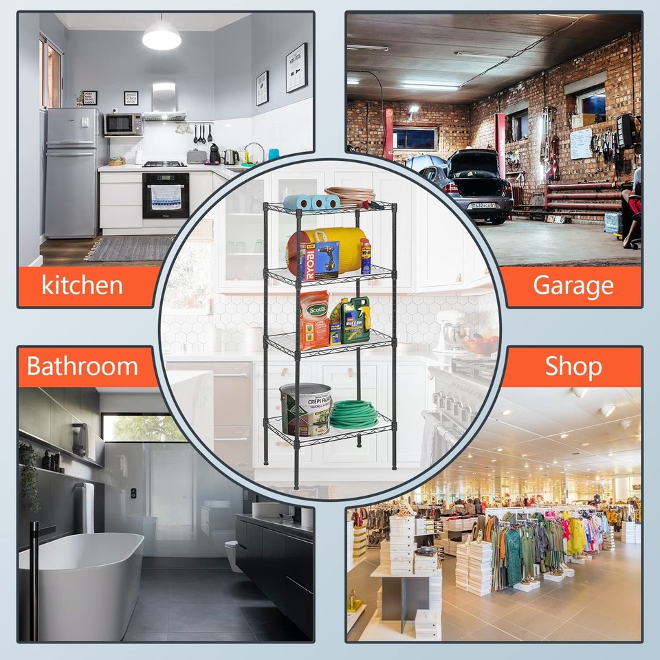 Metal Rack 4 Tier Wire Shelving Unit Kitchen Storage Shelf Metal ...