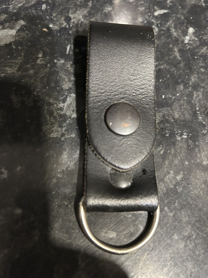 Leather Duty Belt Loop with RIng Black Security Hiking Dog Walking ...