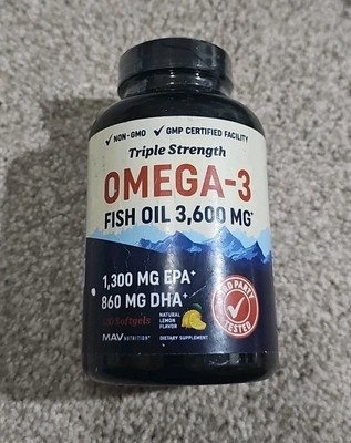 Fish Oil Triple Strength Omega 3 Mav Nutrition 3600 MG EPA + DHA 120 CT ...