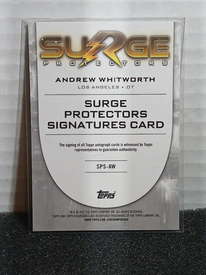 2024 Topps Resurgence Andrew Whitworth Surge Protectors Signature #SPS ...