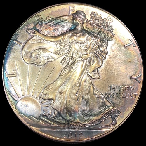 2012 American Silver Eagle GEM BU+ Uncirculated Toned Both Sides A263 | eBay
