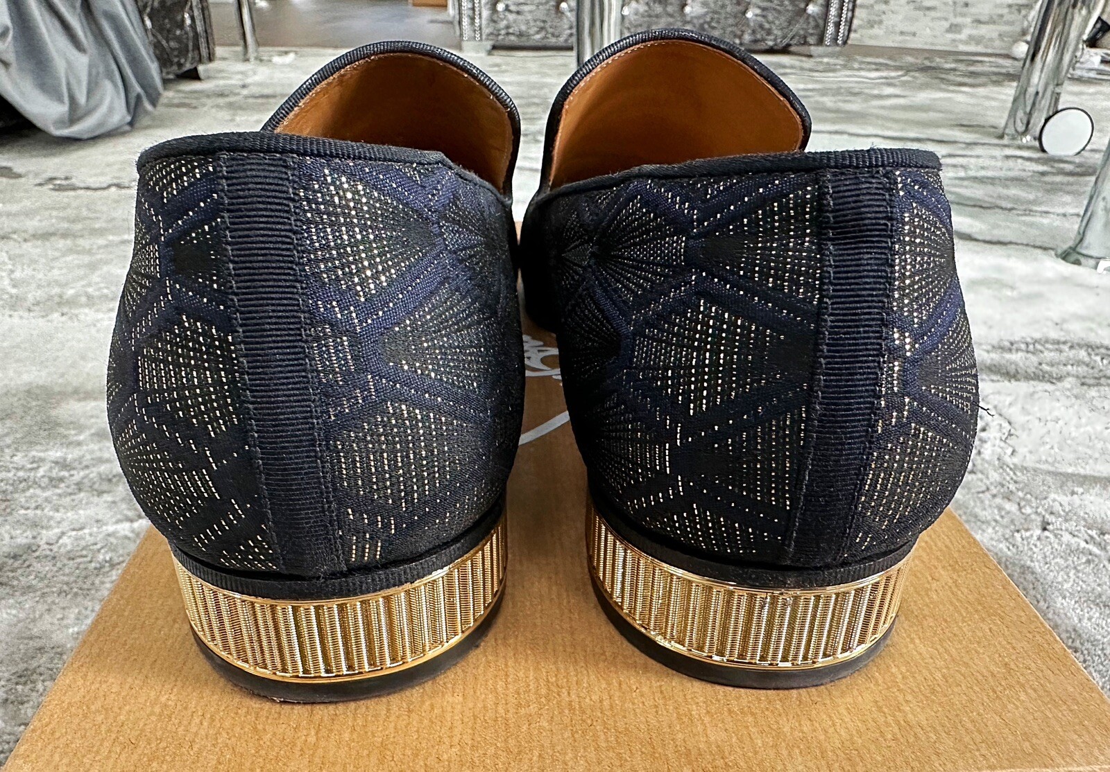 Authentic Christian Louboutin Black/Gold Mens Loafer … - Gem