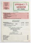 1980's Vtg Take-Out Menu SPAGHETTI VENDOR Cafe Pizzeria Sherman Oaks ...