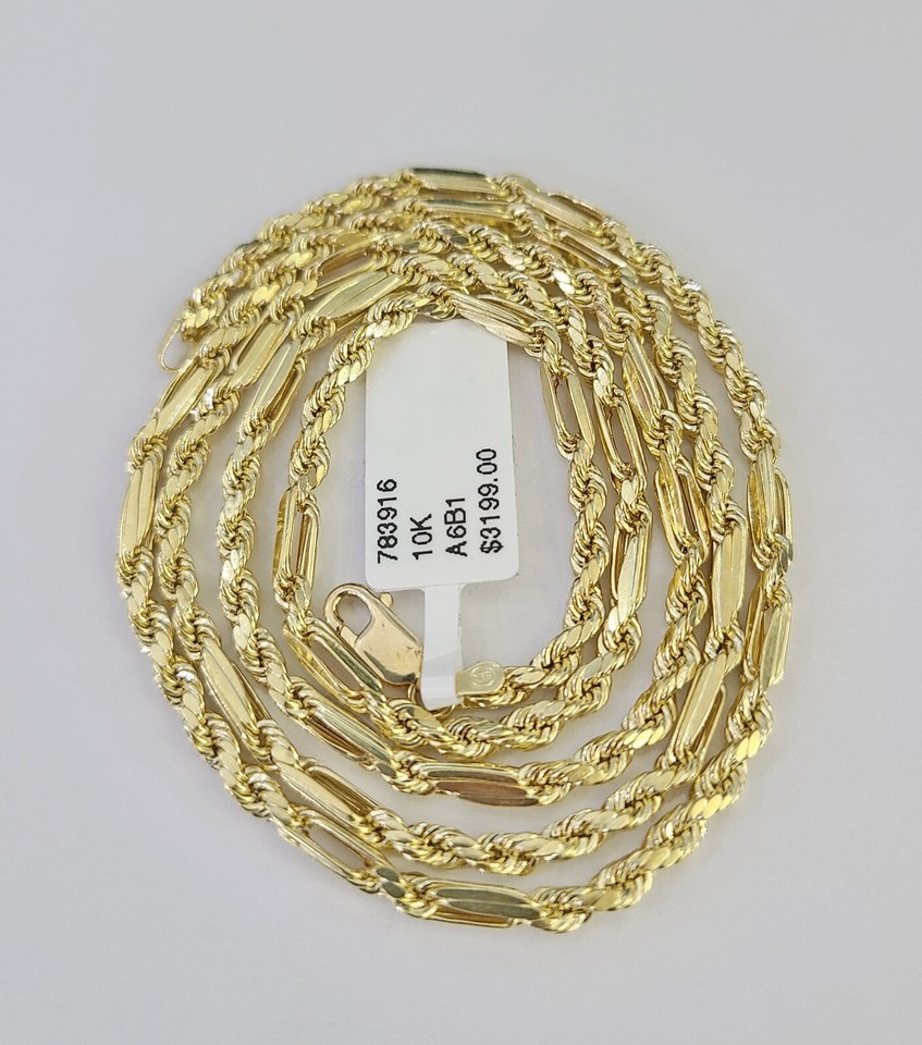 10k Gold Milano Rope Chain Necklace 24" 3mm 10kt Yellow Gold REAL | eBay