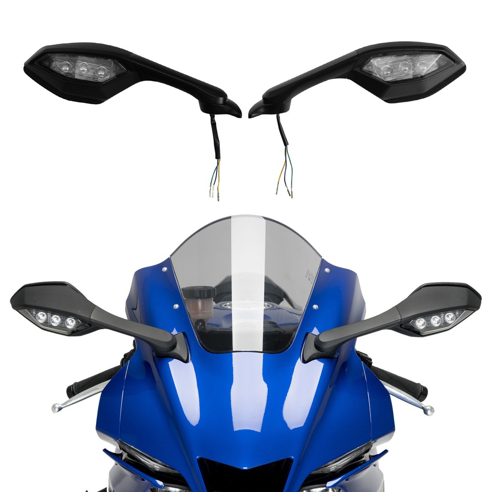 Rear View Mirrors LED Turn Signals Fit For Yamaha YZF R1 2015-2024 YZF ...