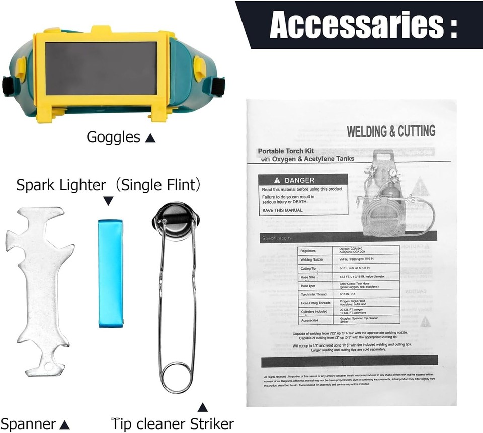 HVAC Portable Oxygen Acetylene Welding Cutting Torch Kit Regulator Set ...